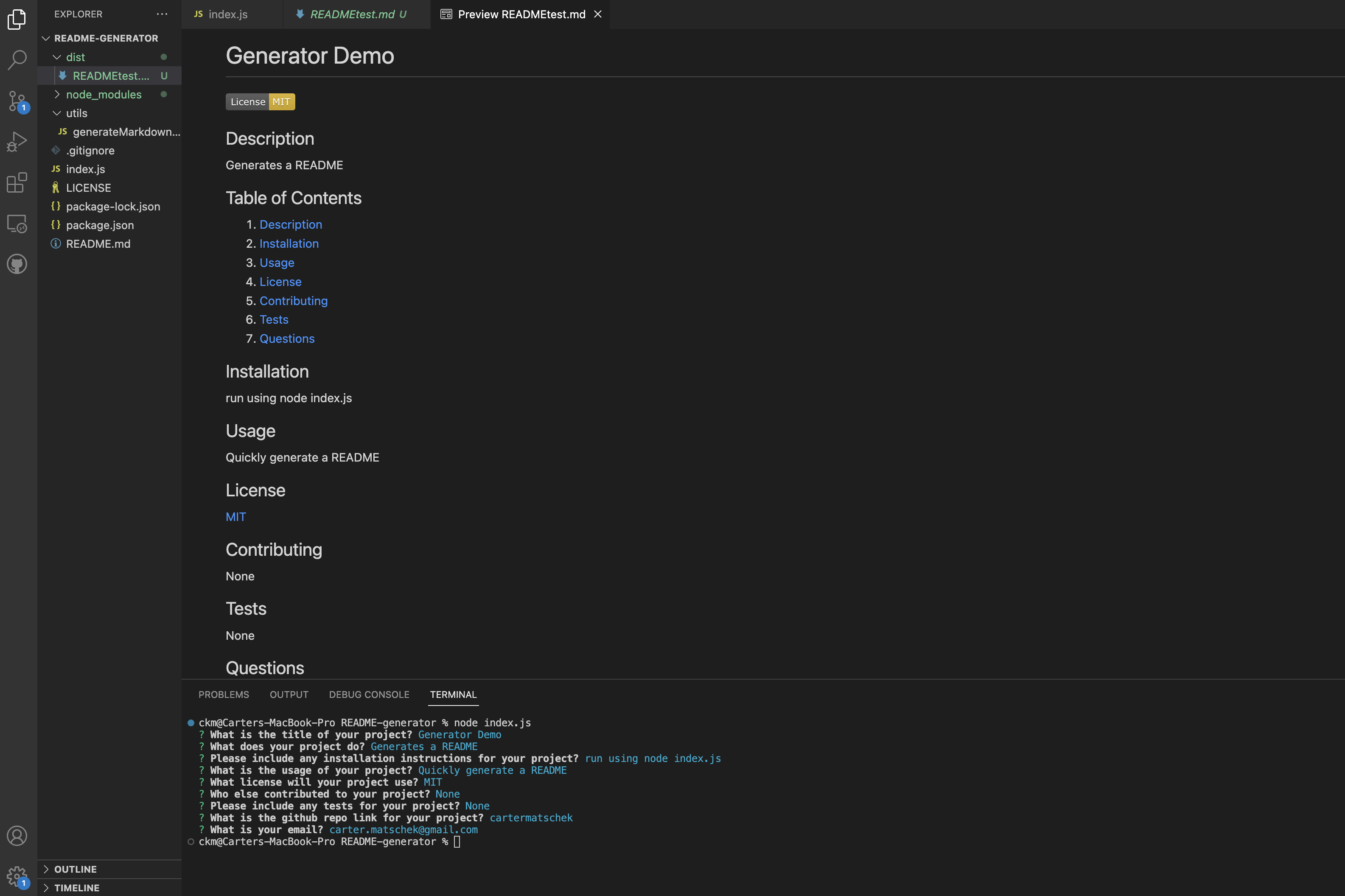 GitHub - cartermatschek/README-generator: A professional README generator