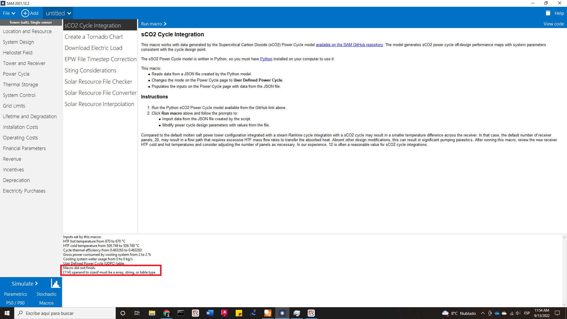 sCO2 macros did not finish. · Issue #1149 · NREL/SAM · GitHub