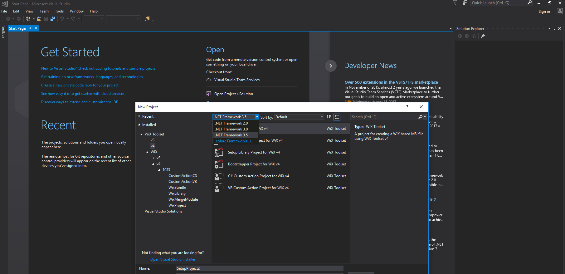 Windows Installer (XML) option not present in VS 2017 Community Edition ...