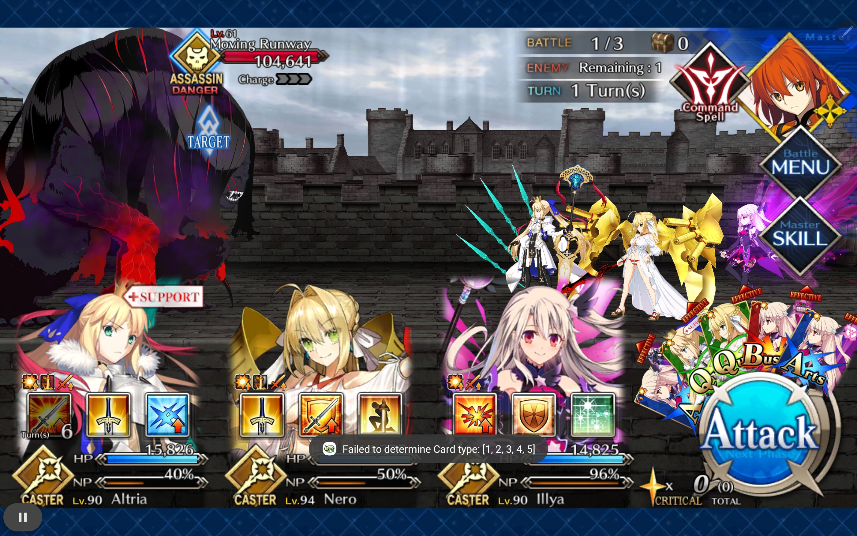 Won't read card info, can't record, and wont select right servant or ...