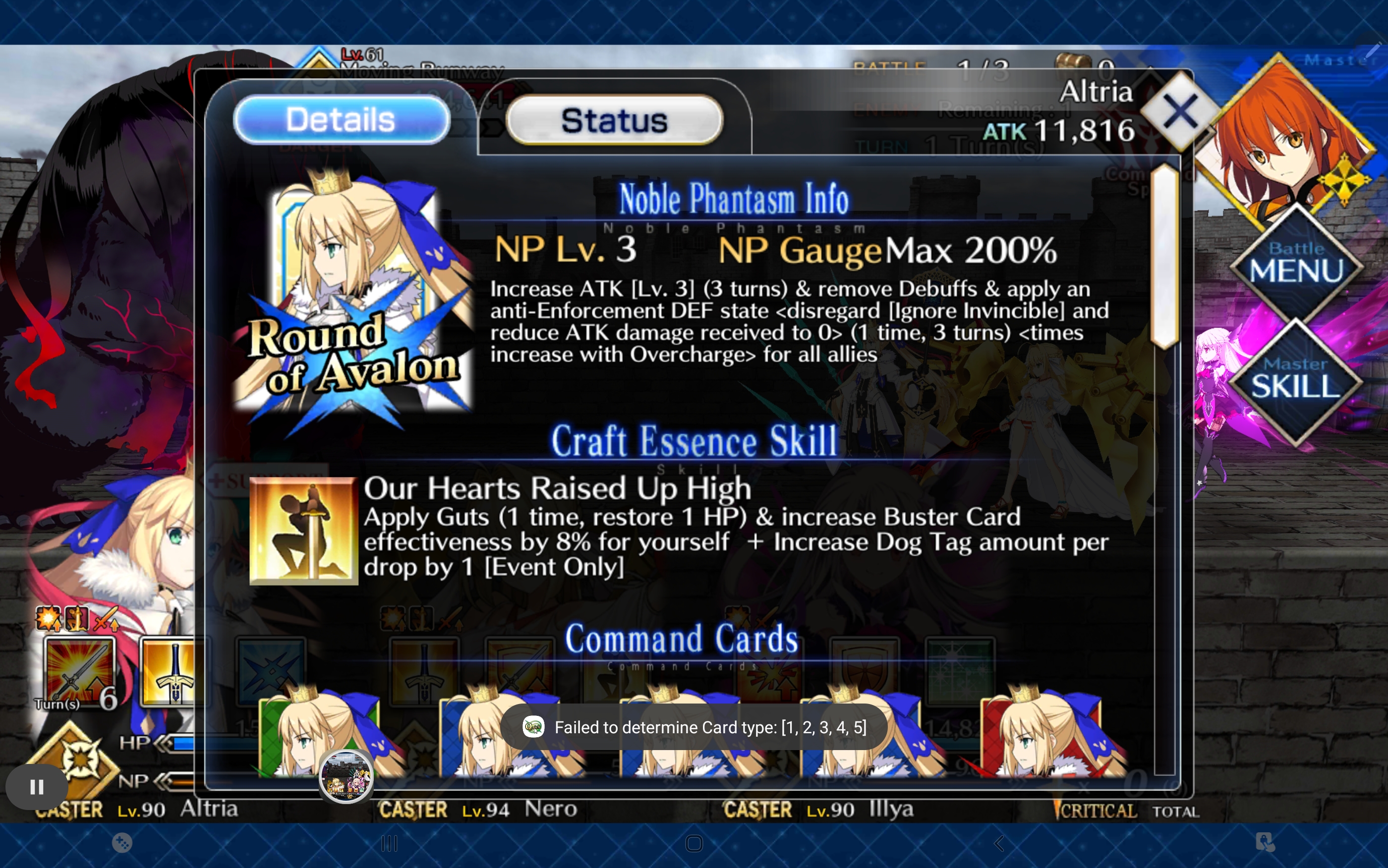 Won't read card info, can't record, and wont select right servant or ...