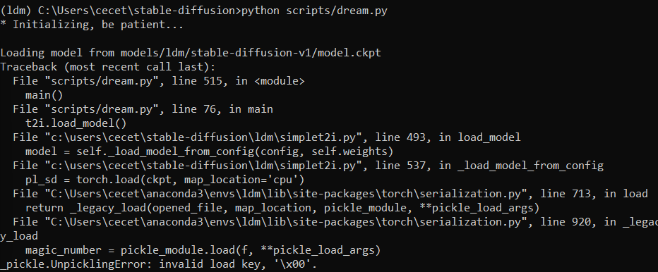Pickleunpicklingerror Invalid Load Key X00 · Issue 141 · Invoke Aiinvokeai · Github