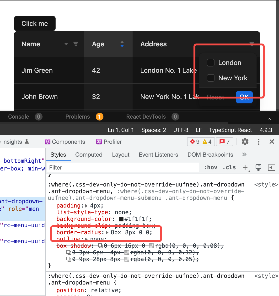 Rounded bottom border in table filter menu in dark mode · Issue #42444 · ant-design/ant-design ...