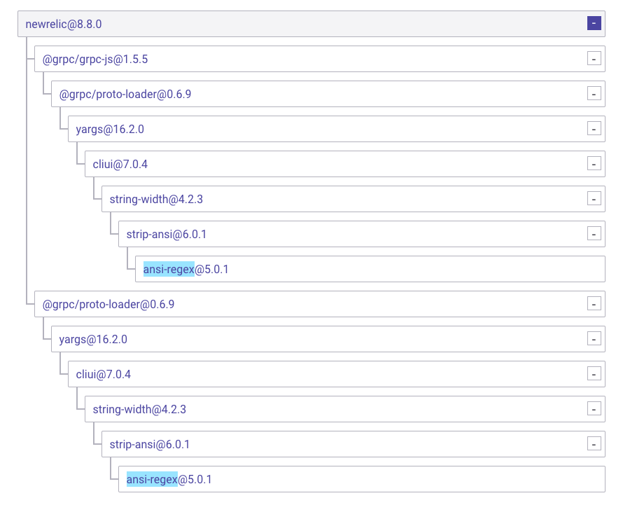Outdated ansi-regex Regular Expression Denial of Service (ReDoS) · Issue #1105 · newrelic/node ...
