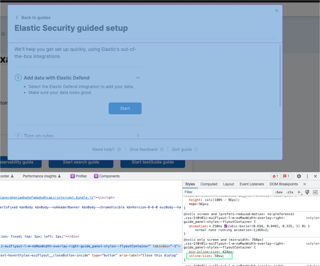 [Guided onboarding] Dropdown panel incorrect width · Issue #144766 · elastic/kibana · GitHub