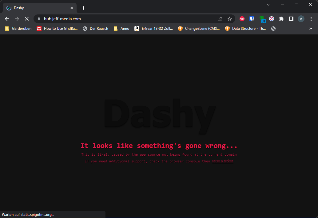 [QUESTION] Suddenly showing "It looks like something's gone wrong" · Issue #1073 · Lissy93/dashy ...