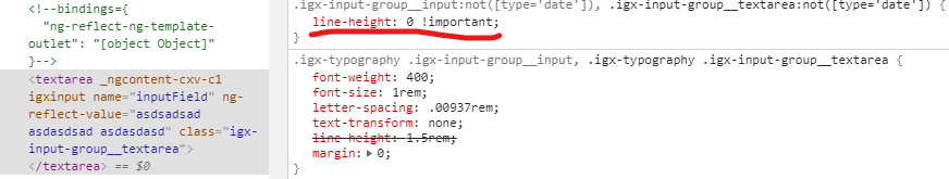 Textarea with igxInput directive looks strange · Issue #7737 · IgniteUI/igniteui-angular · GitHub