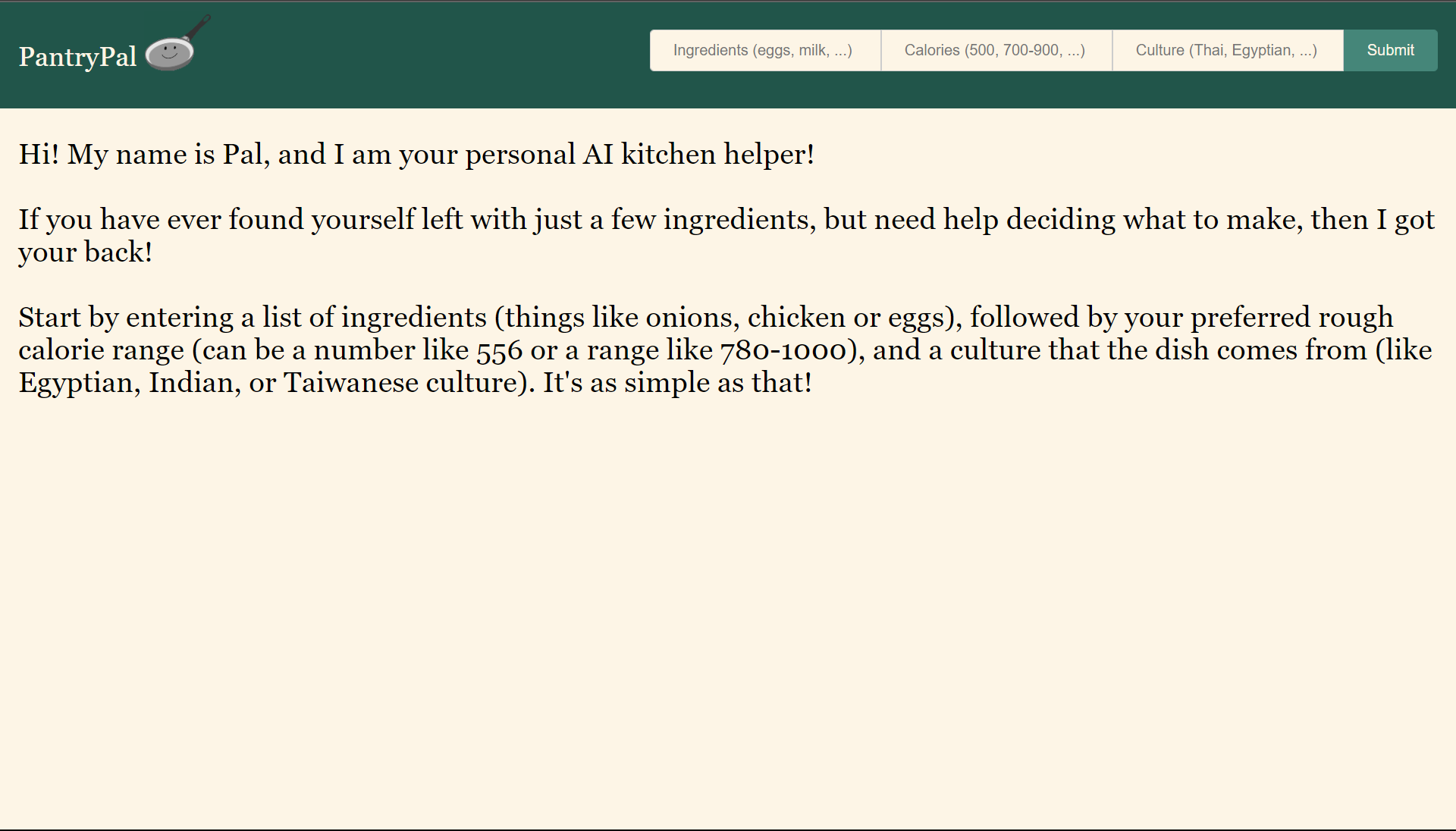 GitHub - ChrisMikhail/pantry-pal: Website that uses AI to find recipes that match user's input