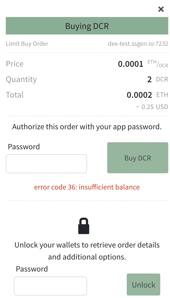 server/market: insufficient balance error on DCR/ETH market · Issue #1950 · decred/dcrdex · GitHub