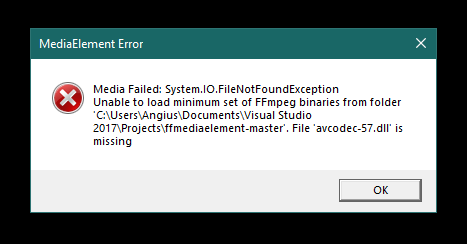 Cannot change FFmpeg path once it's set · Issue #131 · unosquare/ffmediaelement · GitHub