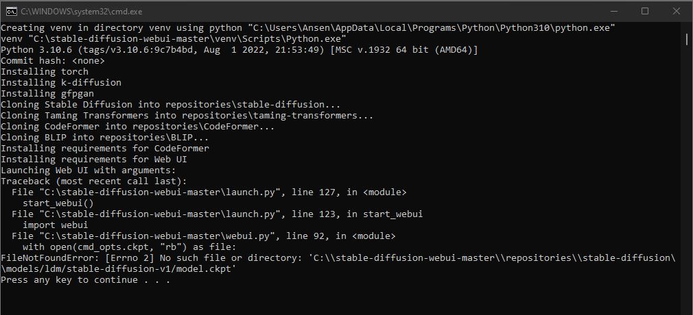 Error when · Issue #424 · AUTOMATIC1111/stable-diffusion-webui · GitHub