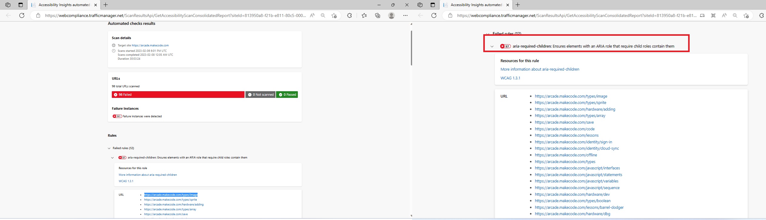 [Programmatic Access - Make code - Image> Menu bar]: Required aria child roles are not present ...