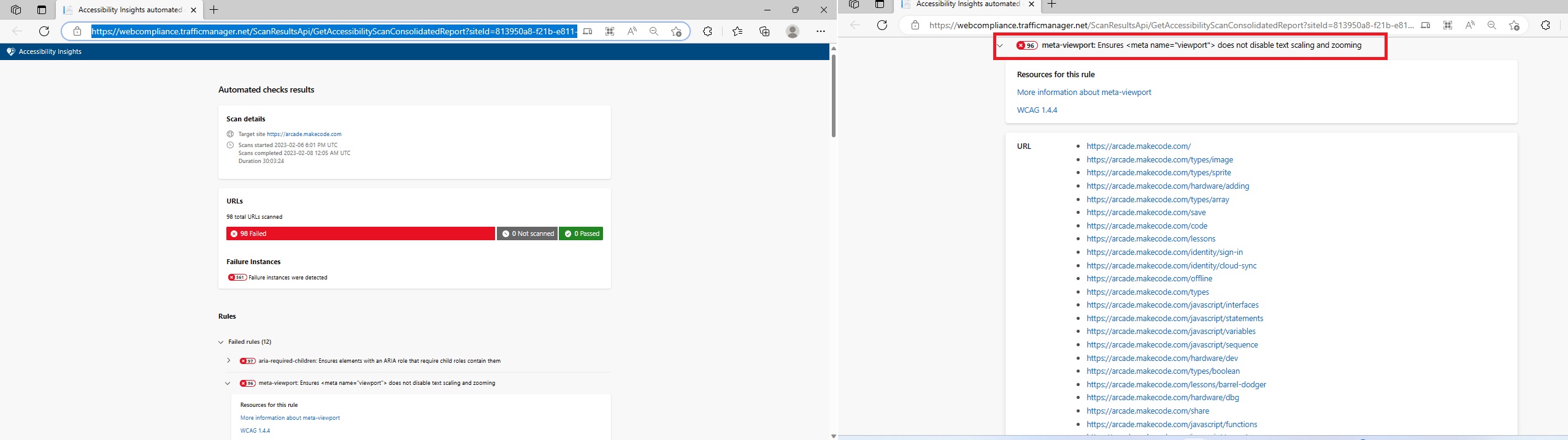 [Programmatic Access - Make code - My Projects]: User-scalable=no is defined for "viewport ...