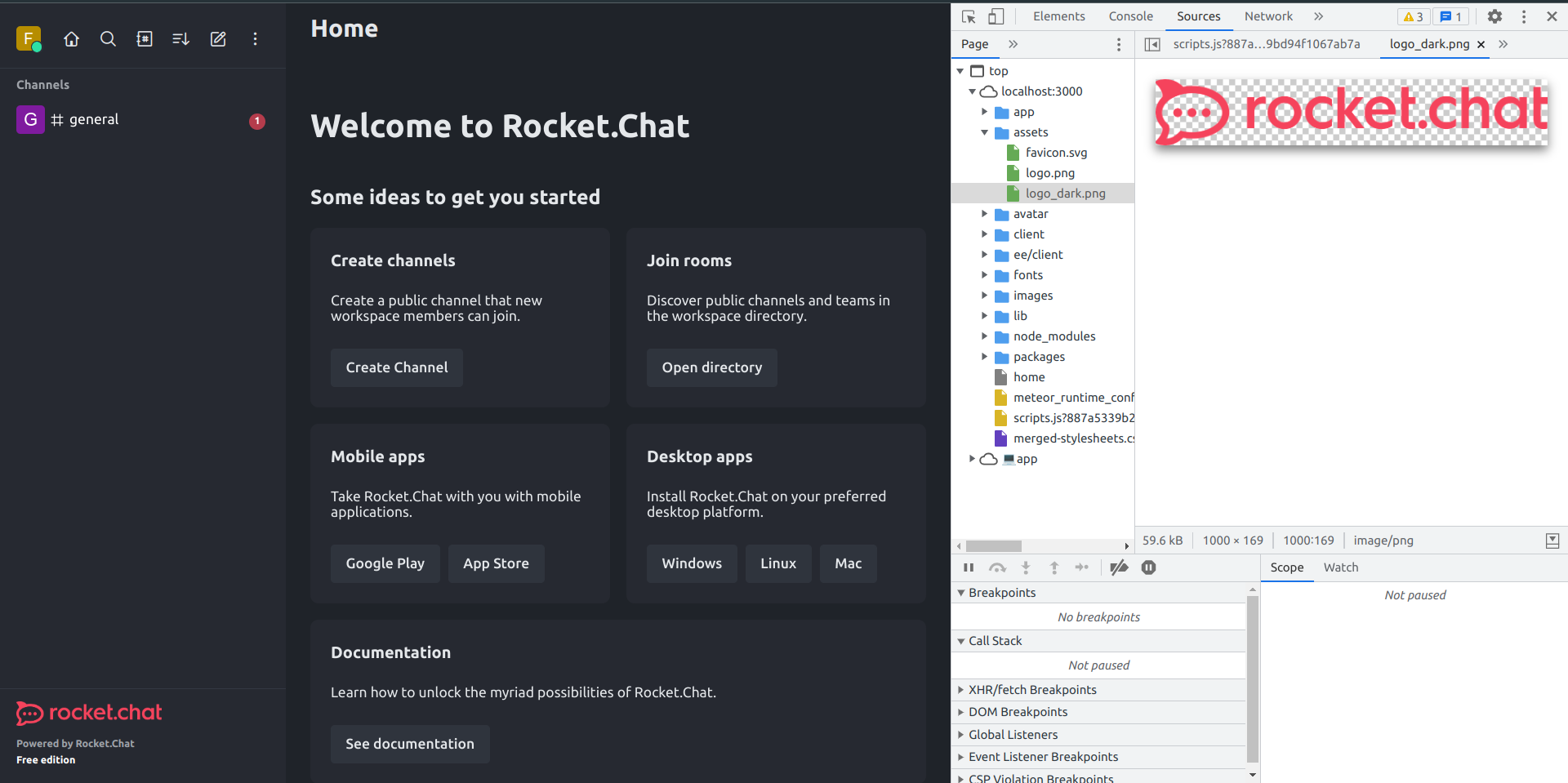 [BUG] Showing undefined Instead of RocketChat Logo on Footer-SideNav in Dark Mode · Issue #28282 ...