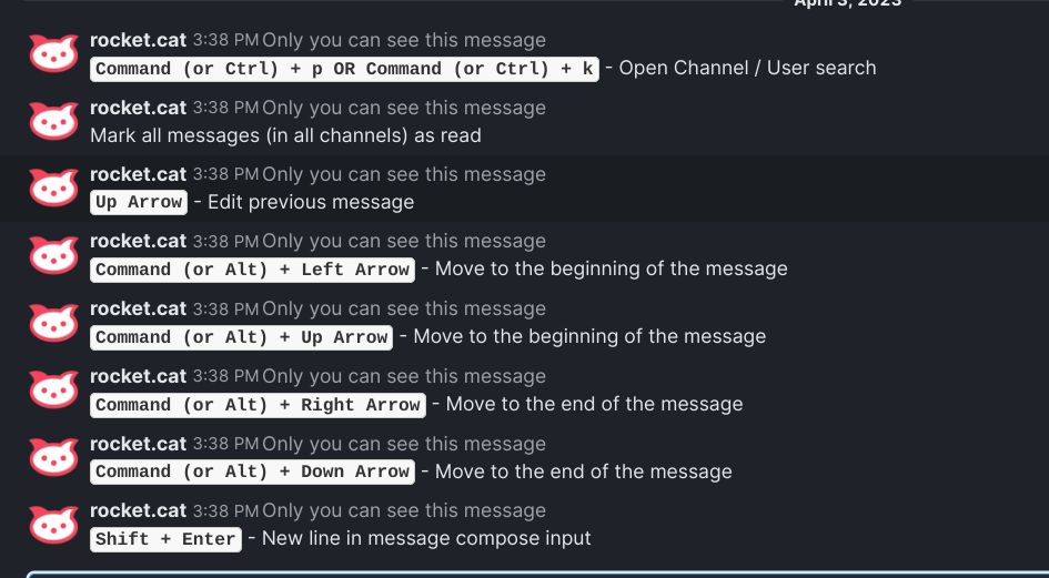 /help notifying the shortcuts in multiple messages · Issue #28763 · RocketChat/Rocket.Chat · GitHub