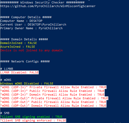 GitHub - PyroChiliarch/WinMisconfigScanner: Powershell script to discover misconfigurations on ...