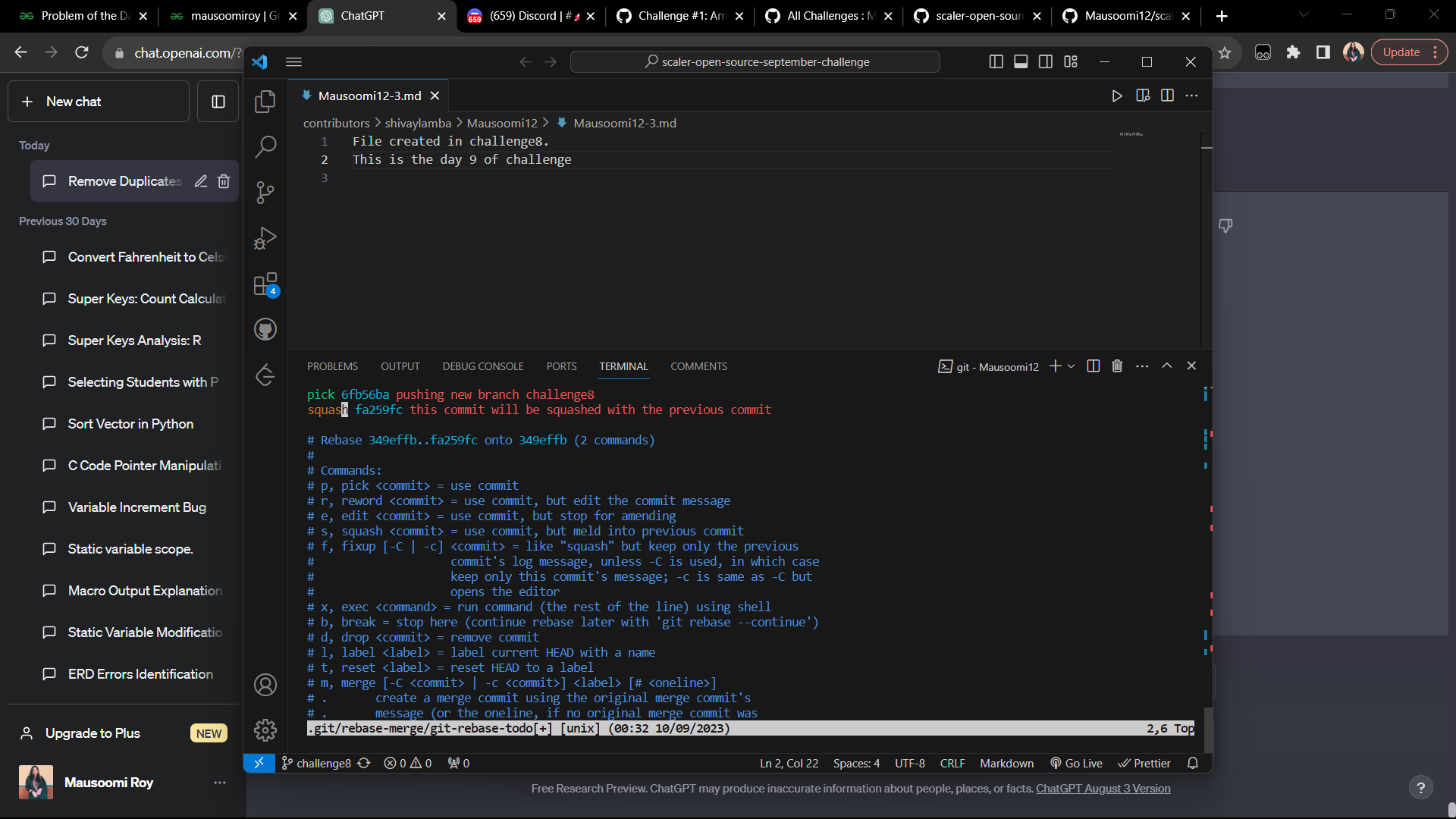 All Challenges : Mausoomi Roy · Issue #268 · scaleracademy/scaler-open-source-september ...