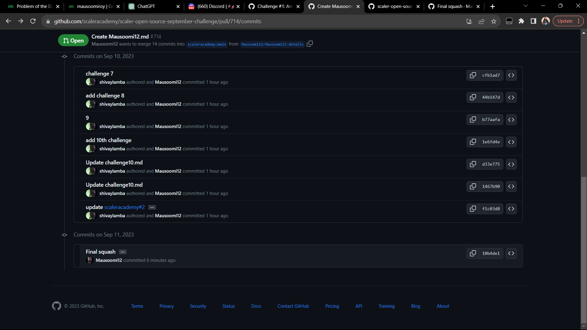 All Challenges : Mausoomi Roy · Issue #268 · scaleracademy/scaler-open-source-september ...