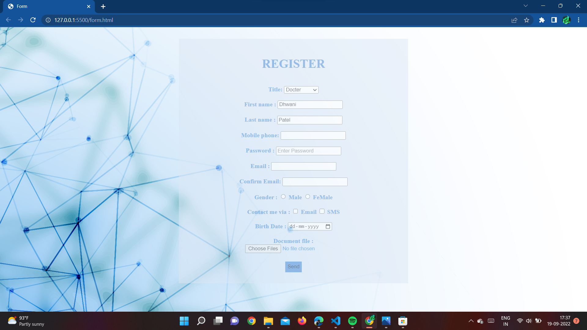Github Dhwani Patel07form And Static Web Ui Using Css And Html
