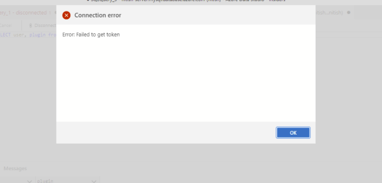 Azure Aad Is Not Working For Mysql Extension In Insiders Latest Release · Issue 21536