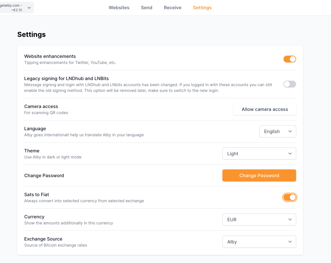 Design: Improve setting "show fiat" · Issue #1224 · getAlby/lightning-browser-extension · GitHub