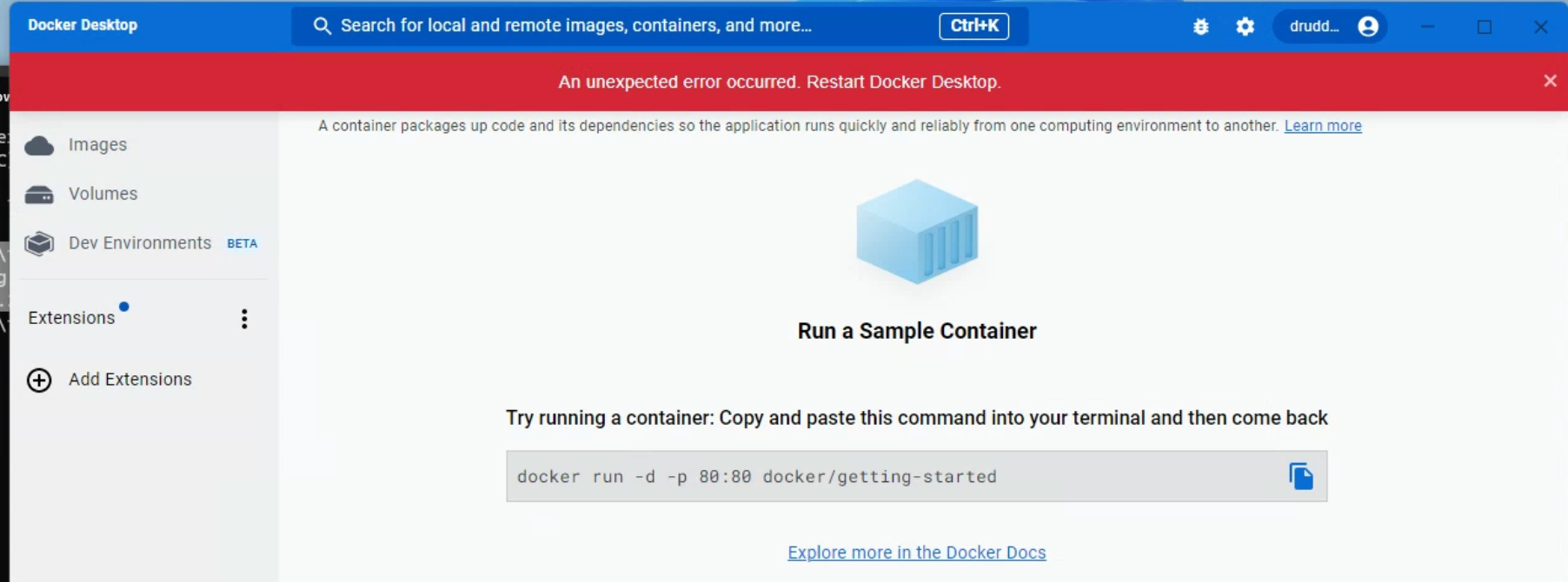 Docker Daemon Dies Even Though Desktop Gui Is Quite Happy · Issue 12788 · Docker For Win · Github