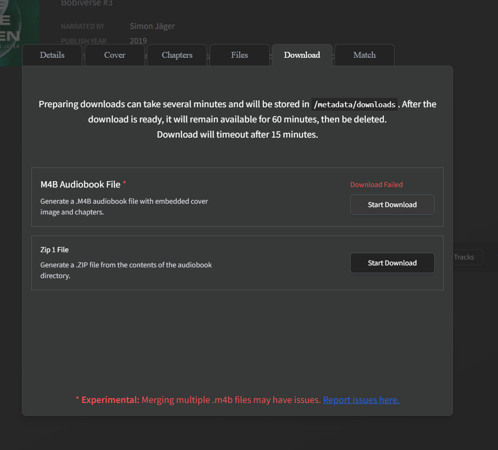 Download "*.m4b" failed - Decoder (codec none) not found for input stream #2:0 · Issue #306 ...
