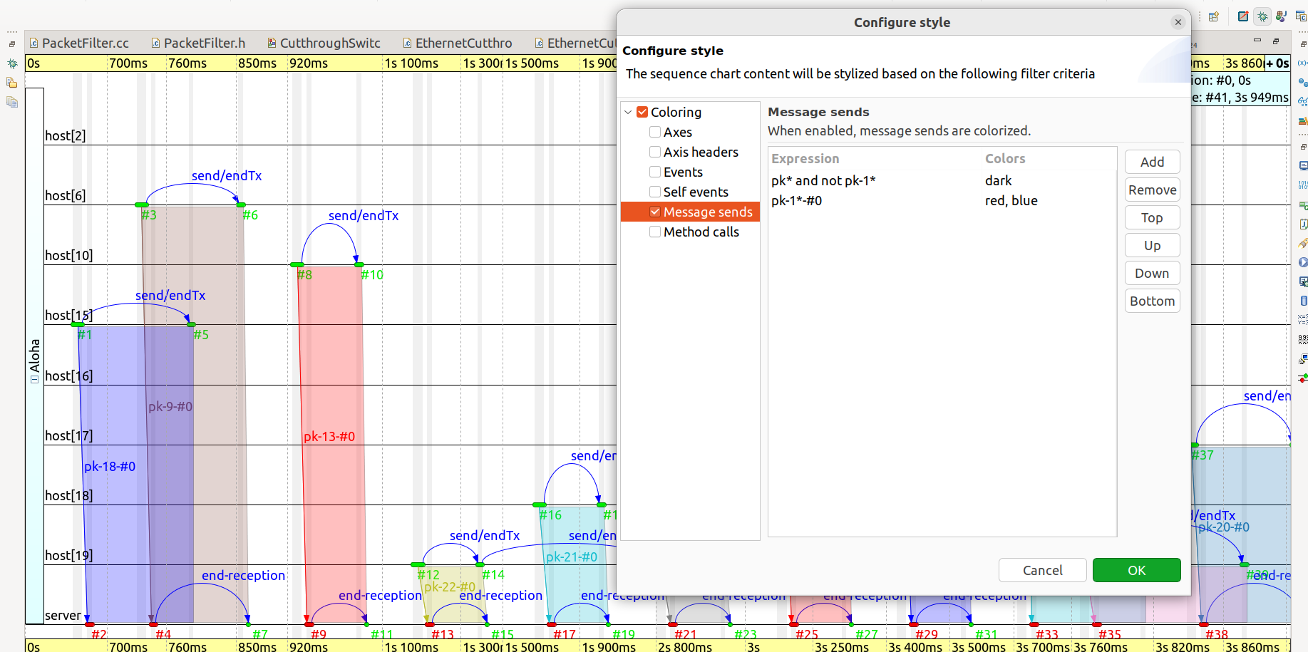 Documentation Request For Omnet 6 0 1 Sequence Chart Context Menu Configure Style