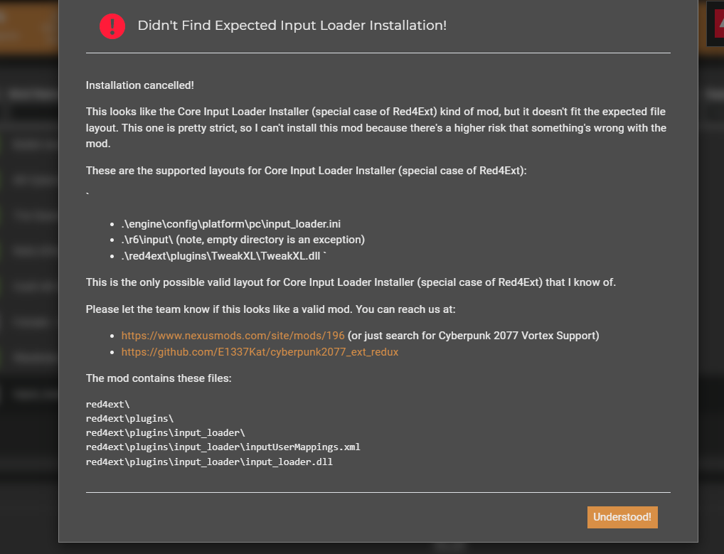 Vortex has an issue when trying to install 0.0.6 · Issue #3 · jackhumbert/cyberpunk2077-input ...