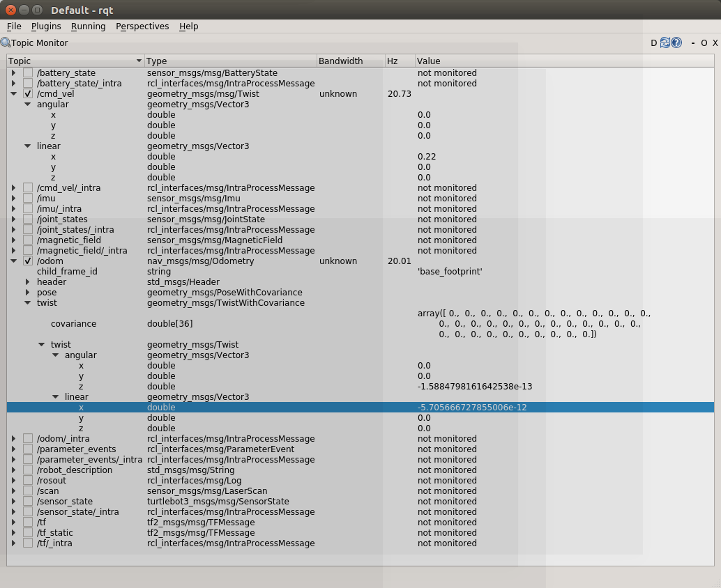 /odom/twist/linear value from turtlebot3 is abnormally small (at the ...