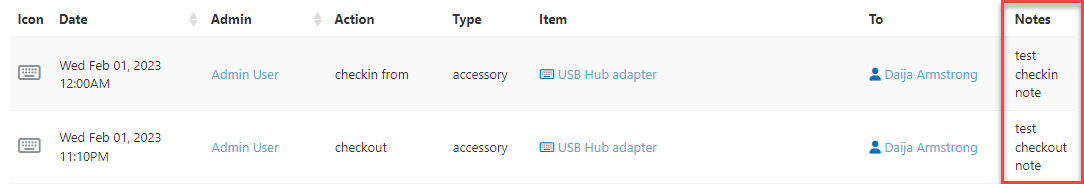 [Feature Request]: Display checkin/checkout note in history in user view · Issue #12449 · snipe ...