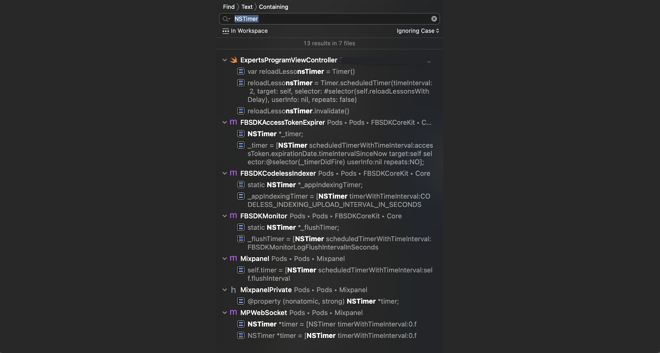 Found unexpected null pointer value while trying to cast value of type 'NSTimer' (0x11c9b2320 ...