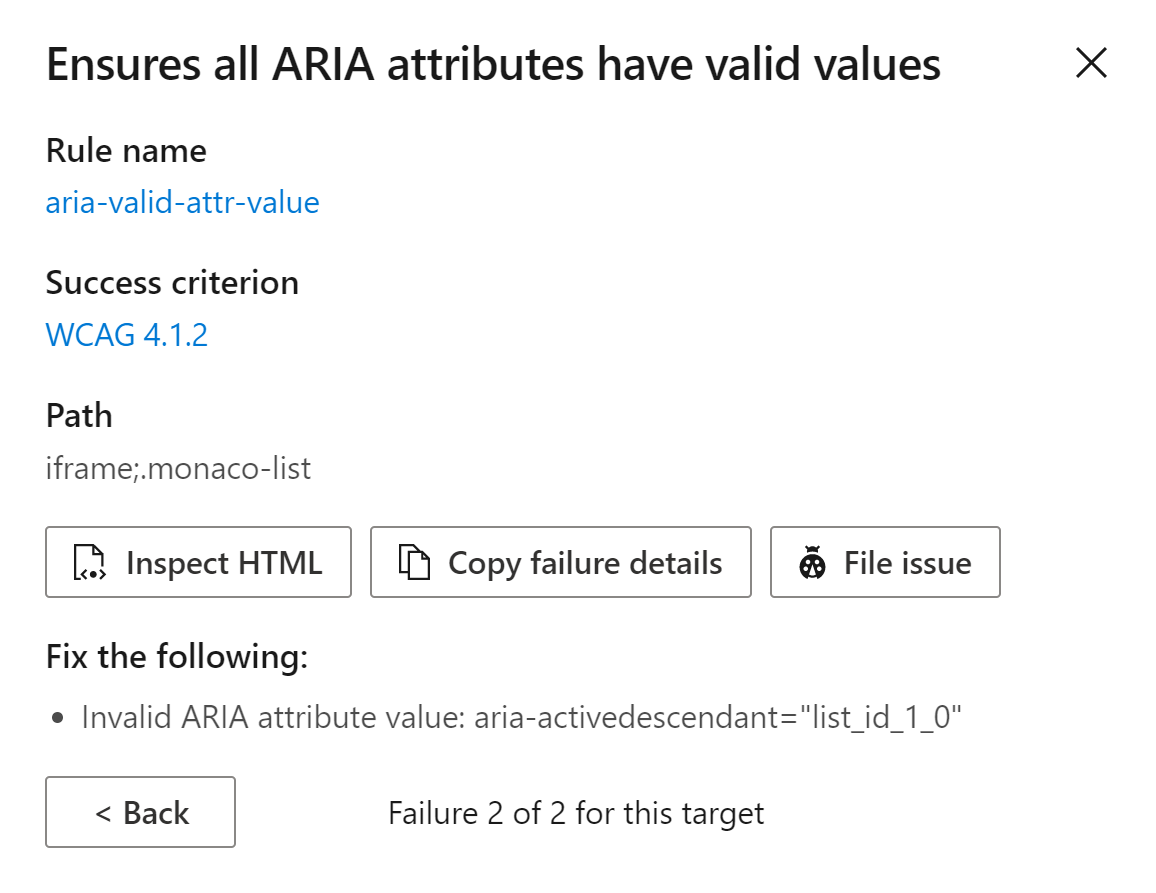 Bug Suggestion Dropdown Has Invalid Aria Activedescendant Attribute