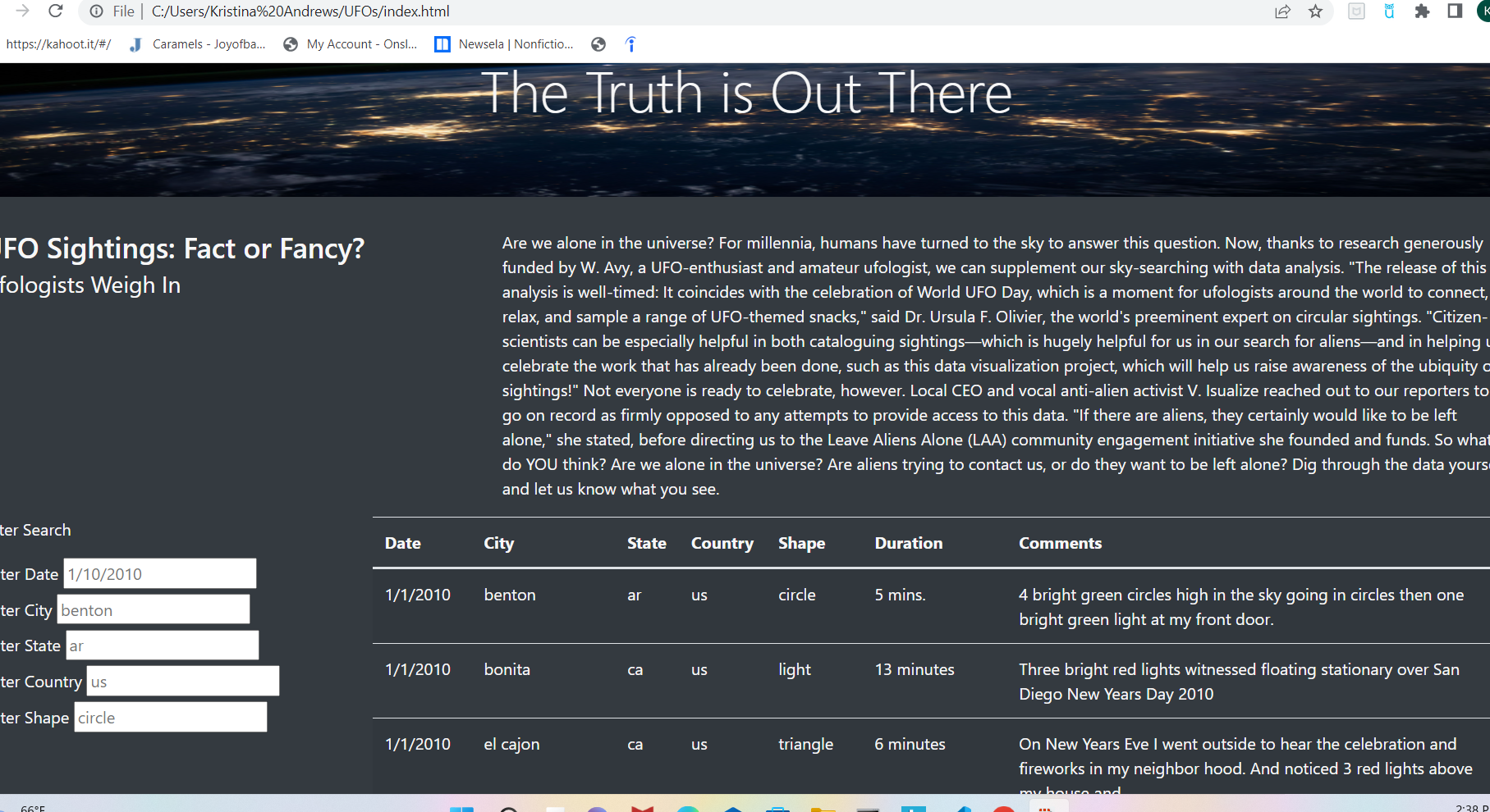 GitHub - krismarie98/UFOs