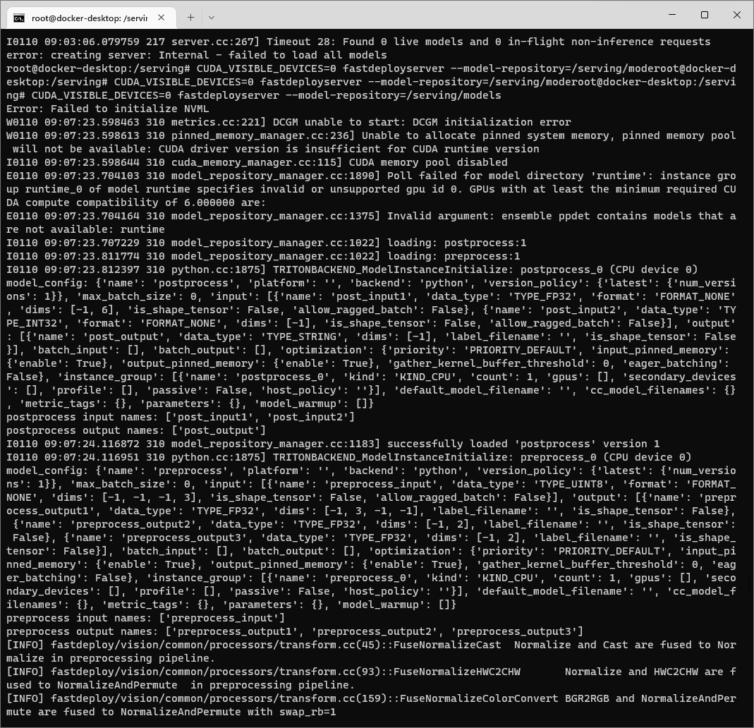 GPU发布服务错误 Error: Failed to initialize NVML · Issue #1106 · PaddlePaddle/FastDeploy · GitHub