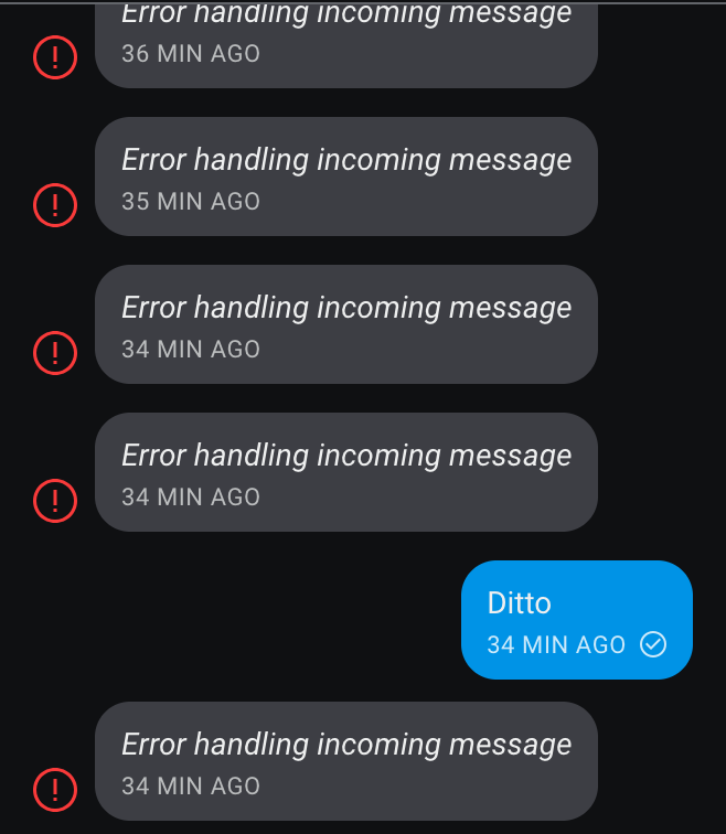 "Error Handling Incoming Messages" Posted Repeatedly in my Conversation · Issue #3268 ...