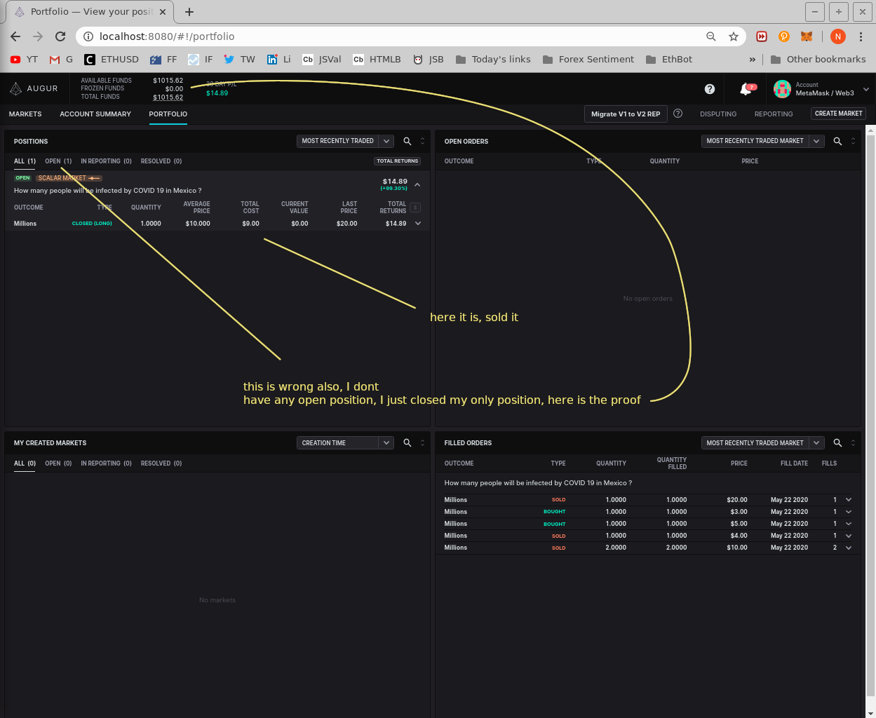 Position Display bugs in UI · Issue #7923 · AugurProject/augur · GitHub