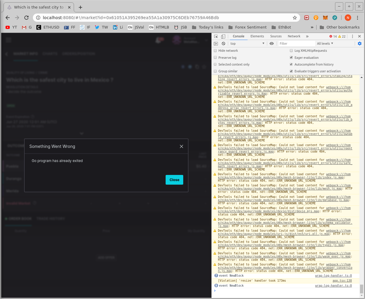 Go program has already exited · Issue #8334 · AugurProject/augur · GitHub