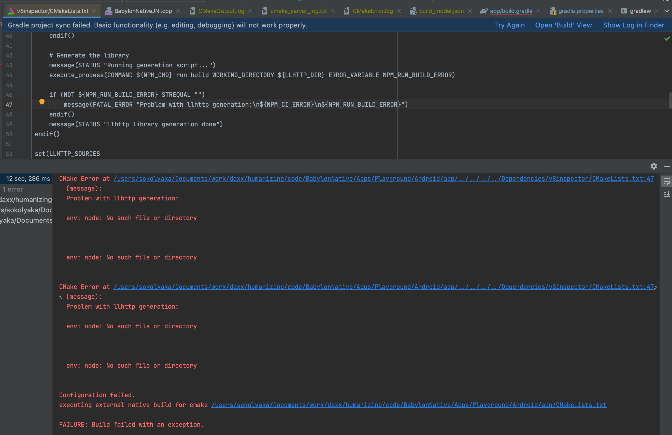 Issue with building the Android Playground app · Issue #1070 · BabylonJS/BabylonNative · GitHub