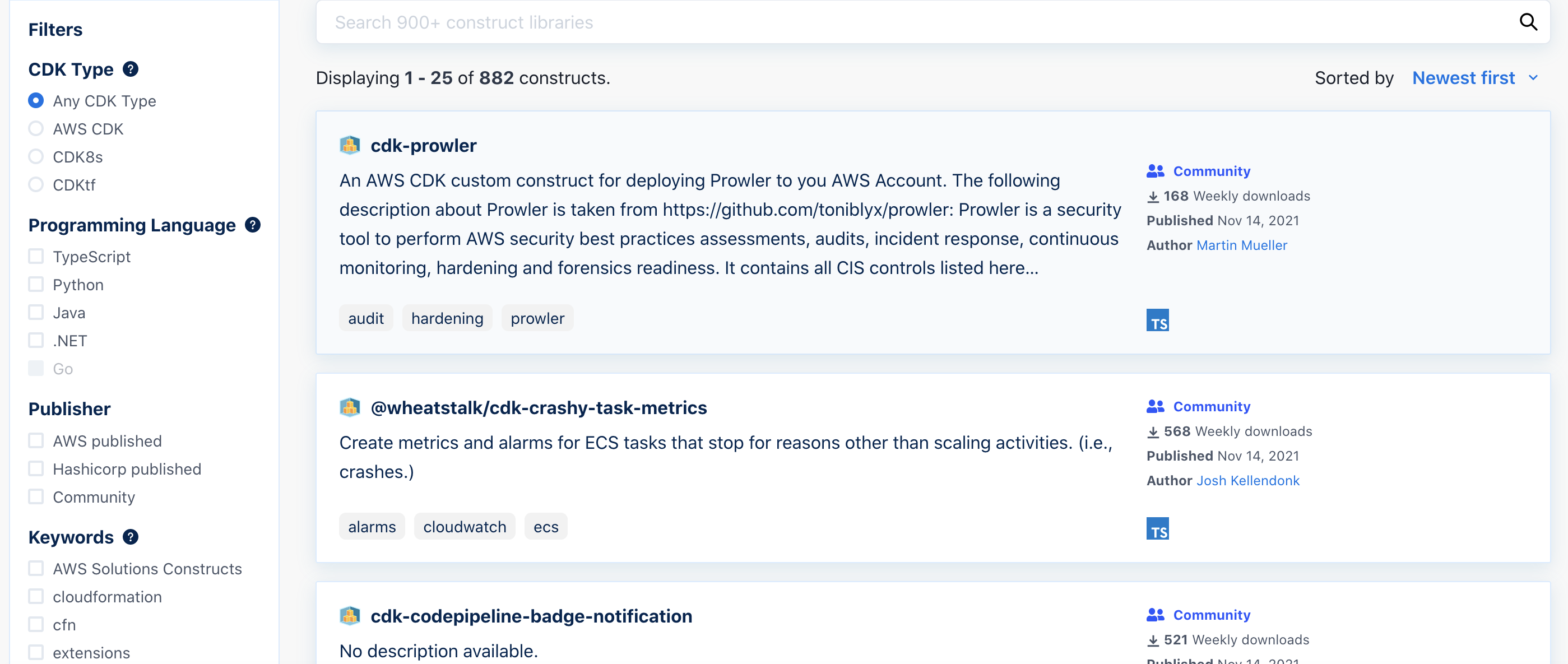 Second order of the sort should be alphabetical order · Issue #662 · cdklabs/construct-hub ...