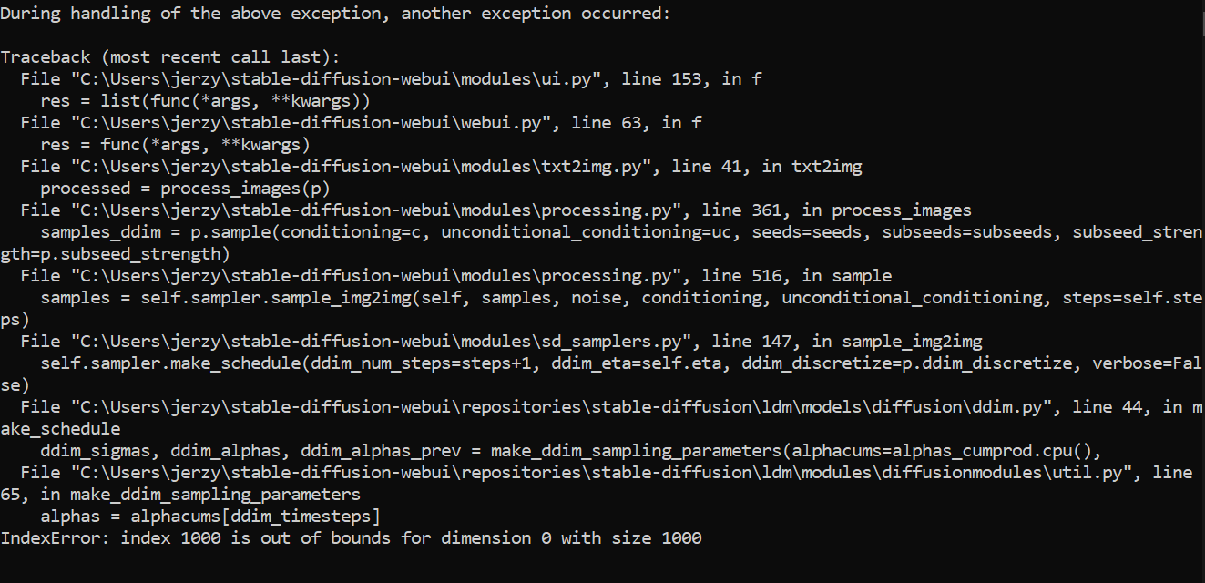 txt2Img DDIM issue · Issue #1321 · AUTOMATIC1111/stable-diffusion-webui · GitHub