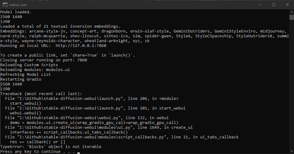 [Bug]: Adding stable-diffusion-webui-inspiration extension blocking to load webui · Issue #3558 ...