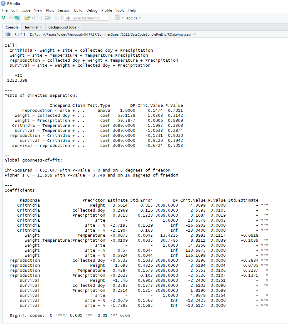 Large disagreement between Fisher C and AIC · Issue #292 · jslefche/piecewiseSEM · GitHub