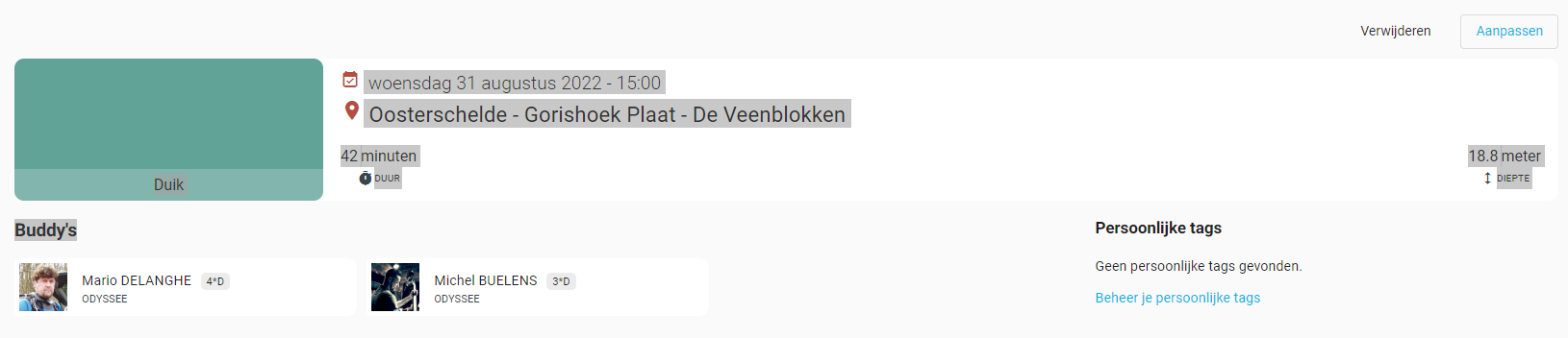 [BUG] Aanpassen van een duik - toevoegen buddy of aanpassen uur.... · Issue #17 · Nelos-VZW ...