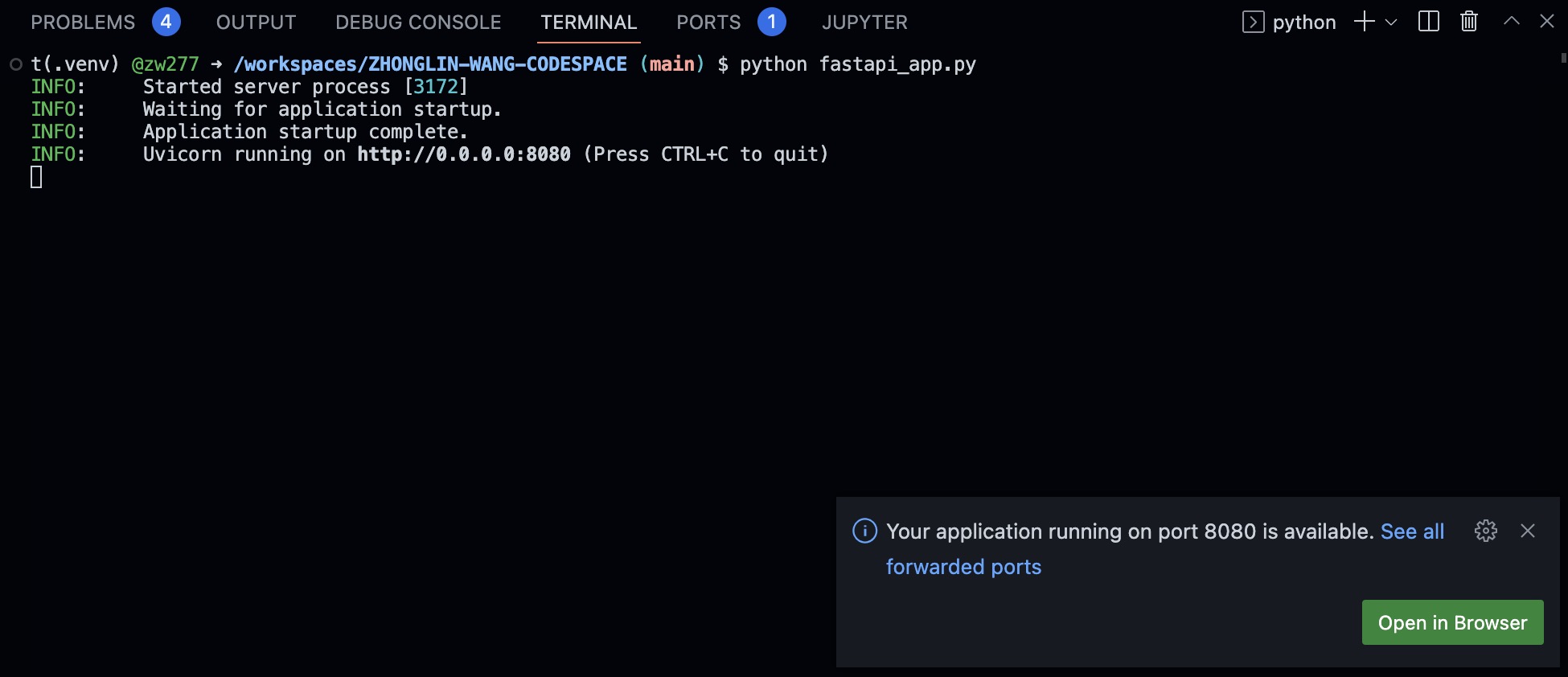GitHub - nogibjj/ZHONGLIN-WANG-CODESPACE