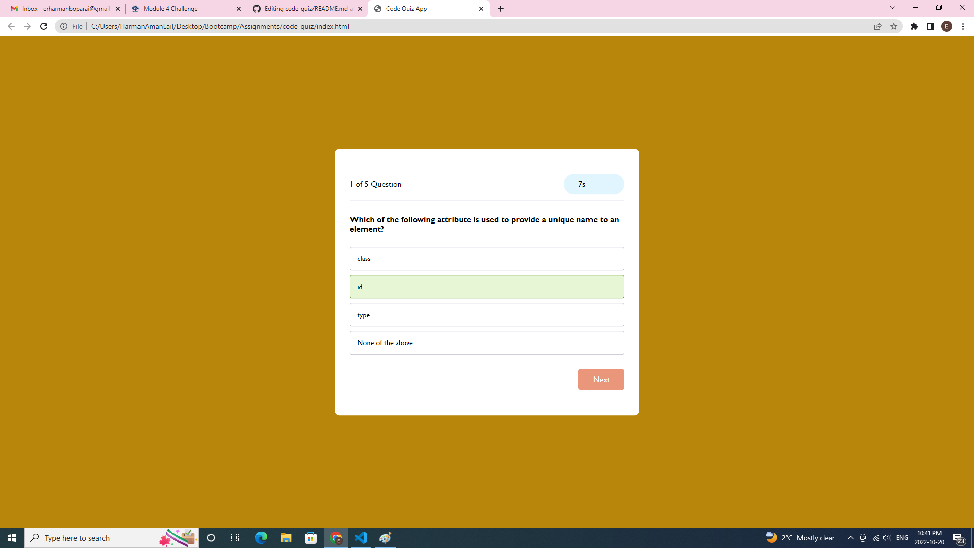 GitHub - HarmanBoparai/code-quiz
