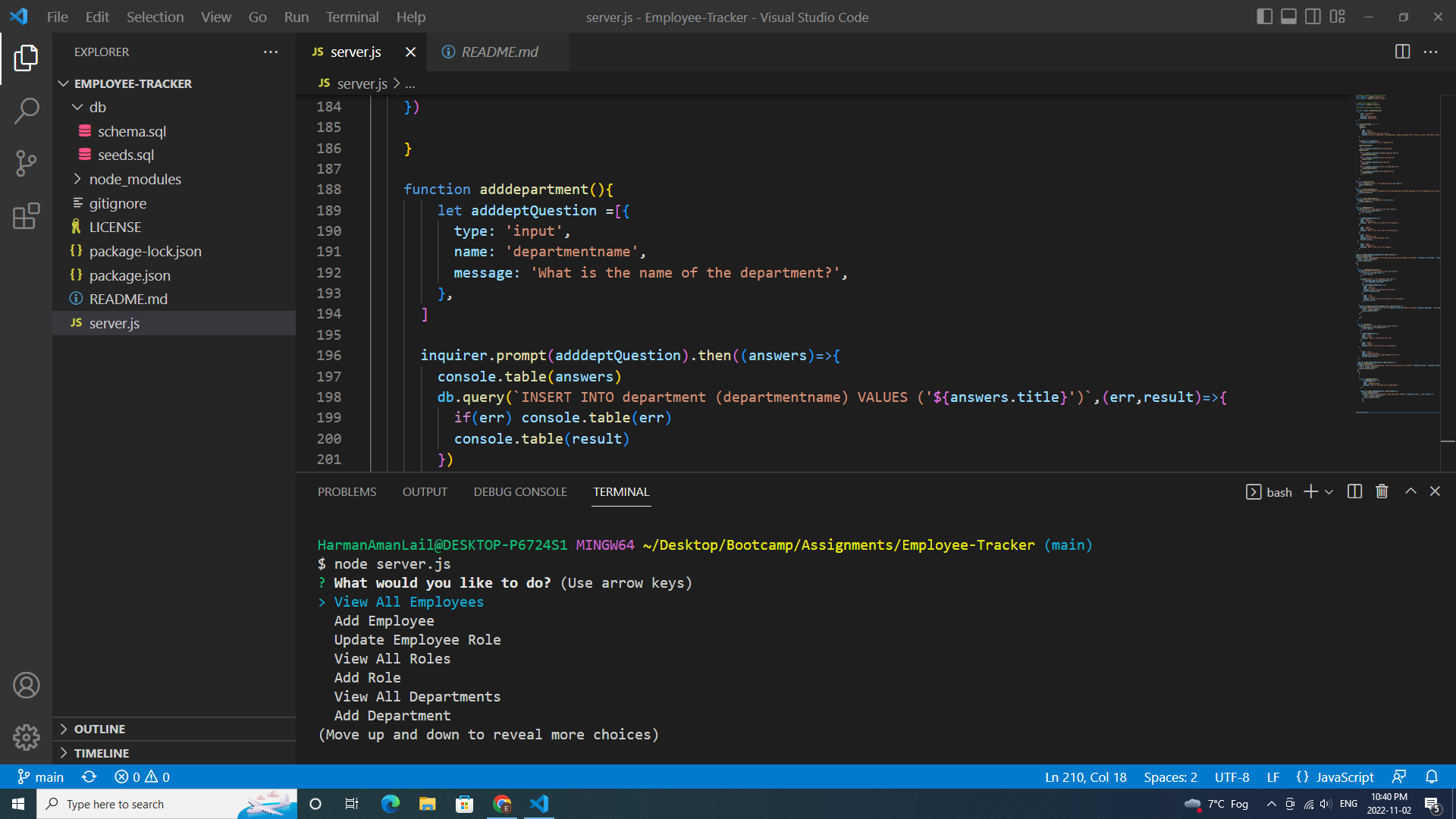 GitHub - HarmanBoparai/Employee-Tracker