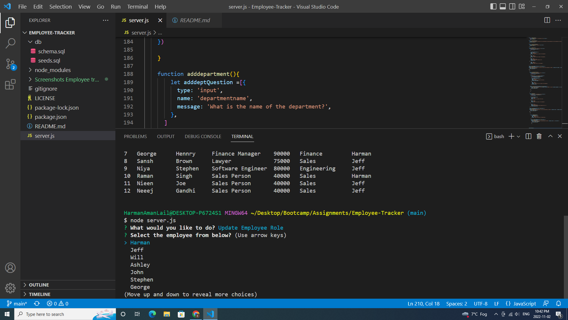 GitHub - HarmanBoparai/Employee-Tracker