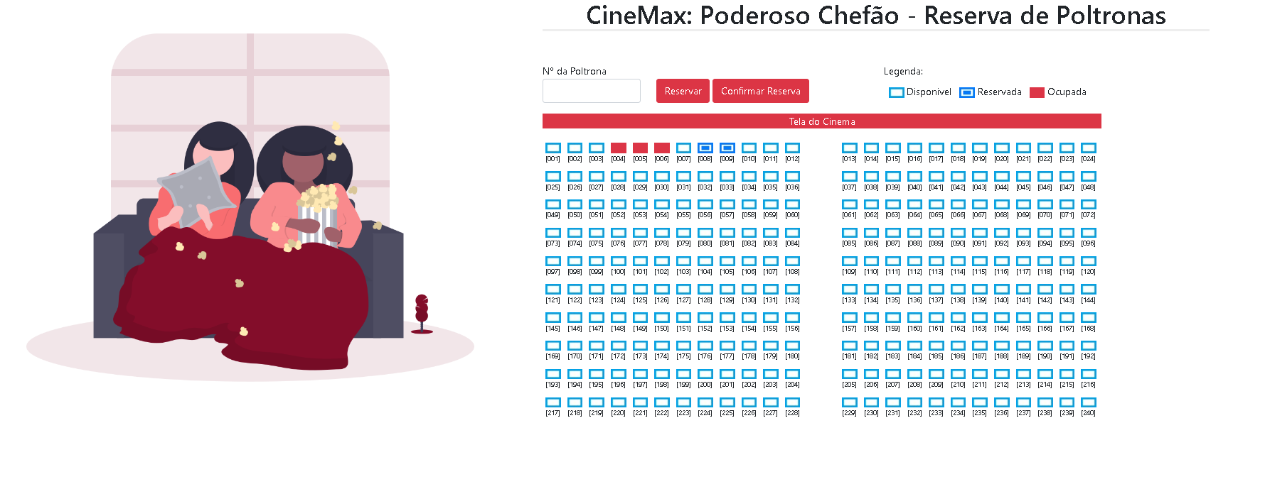 GitHub - ivanlima096/reserva-cinema: Programa em Javascript para simular tela de reserva de ...