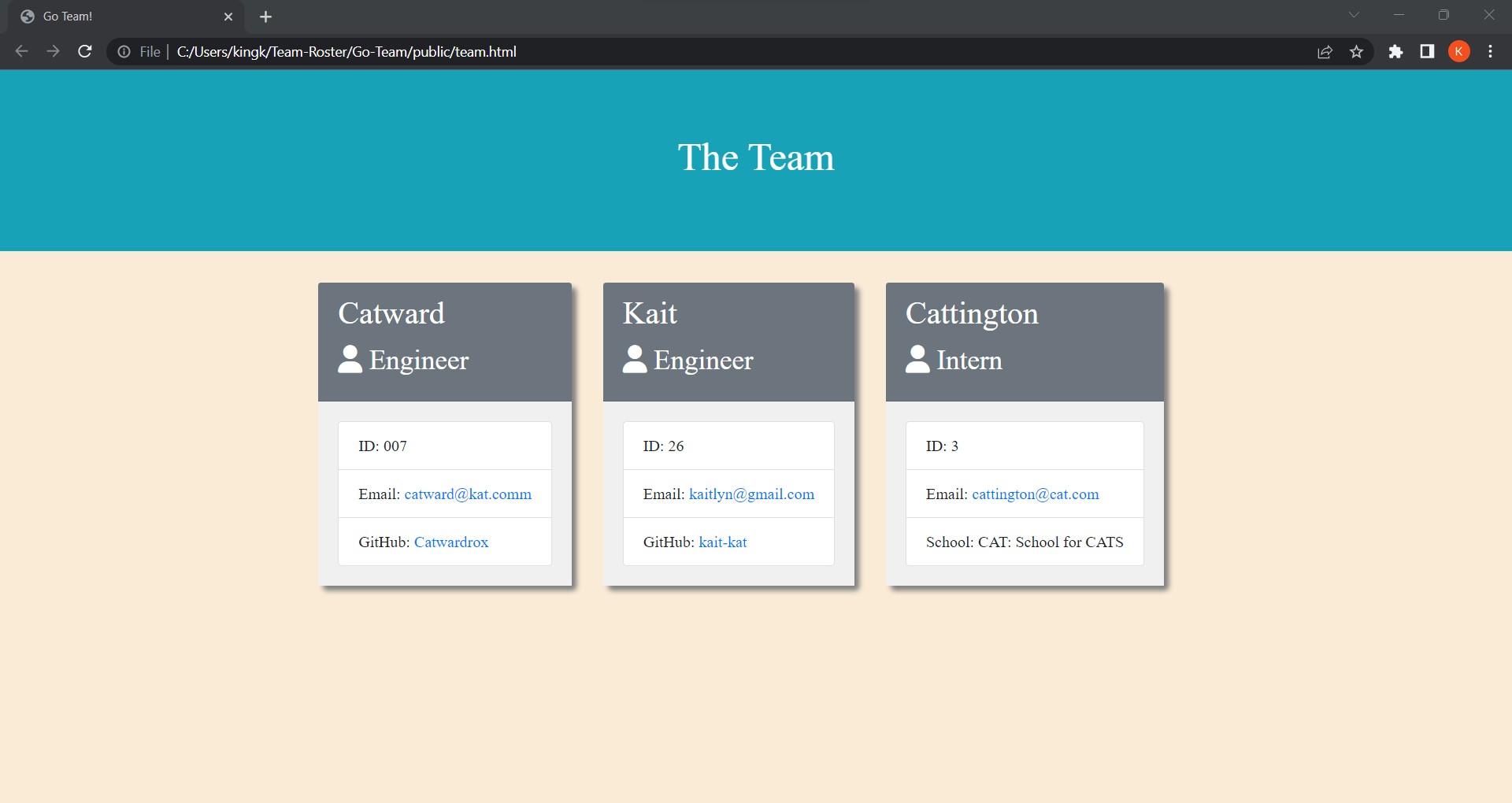 GitHub - kait-kat/Go-Team: A command line-application used to build a webpage team roster based ...